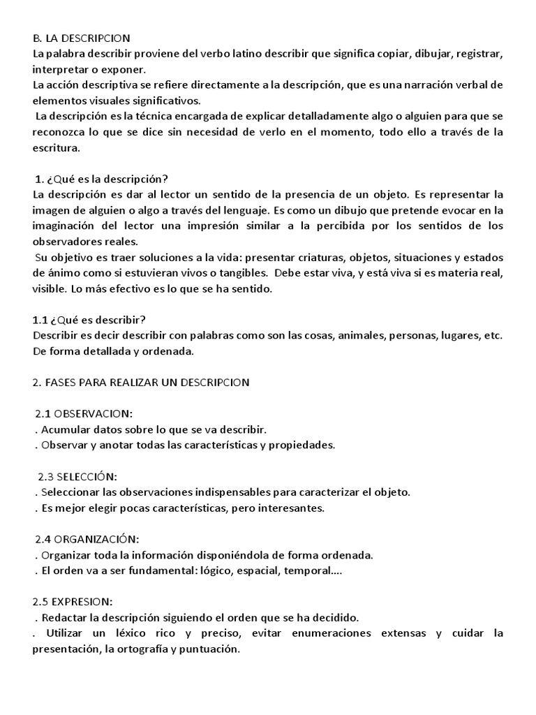 La técnica descriptiva: definición, elementos y tipos de descripciones ...