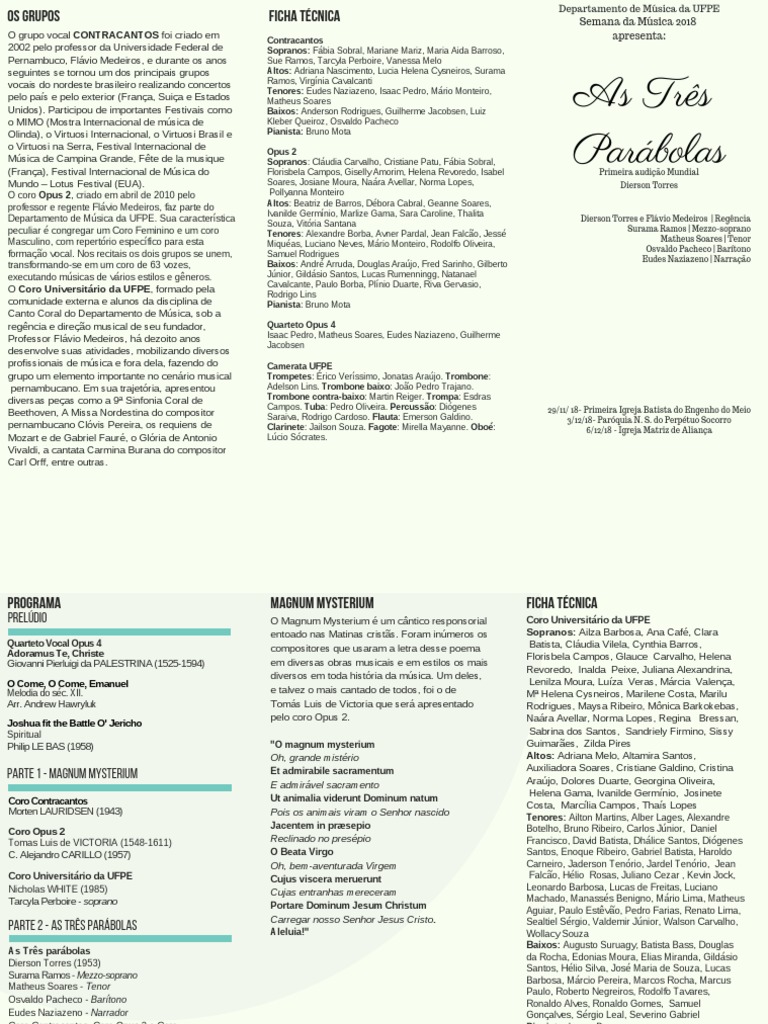 Programa AS Tres Parabolas | PDF | Coro | Show musical