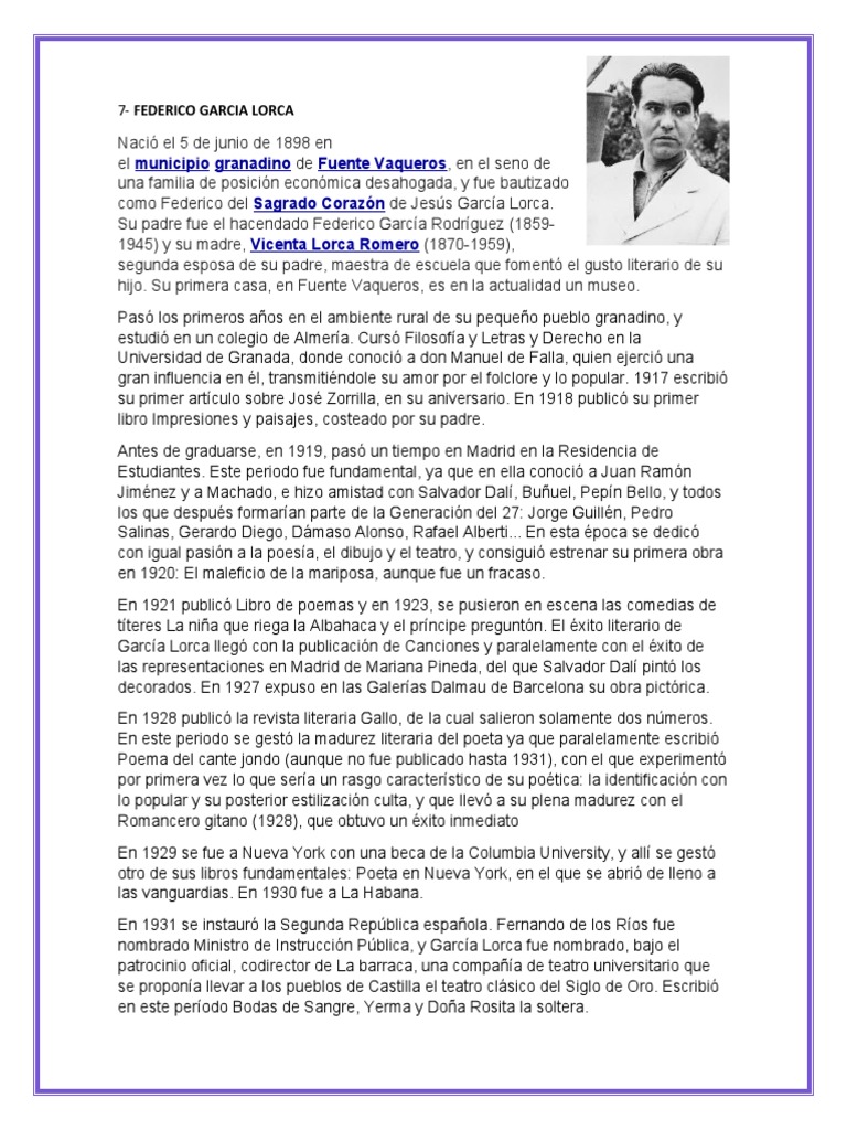 Biografia 7-8-9 | PDF | Federico García Lorca | Franz Kafka