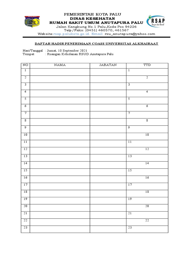 Daftar Hadir in House Training | PDF