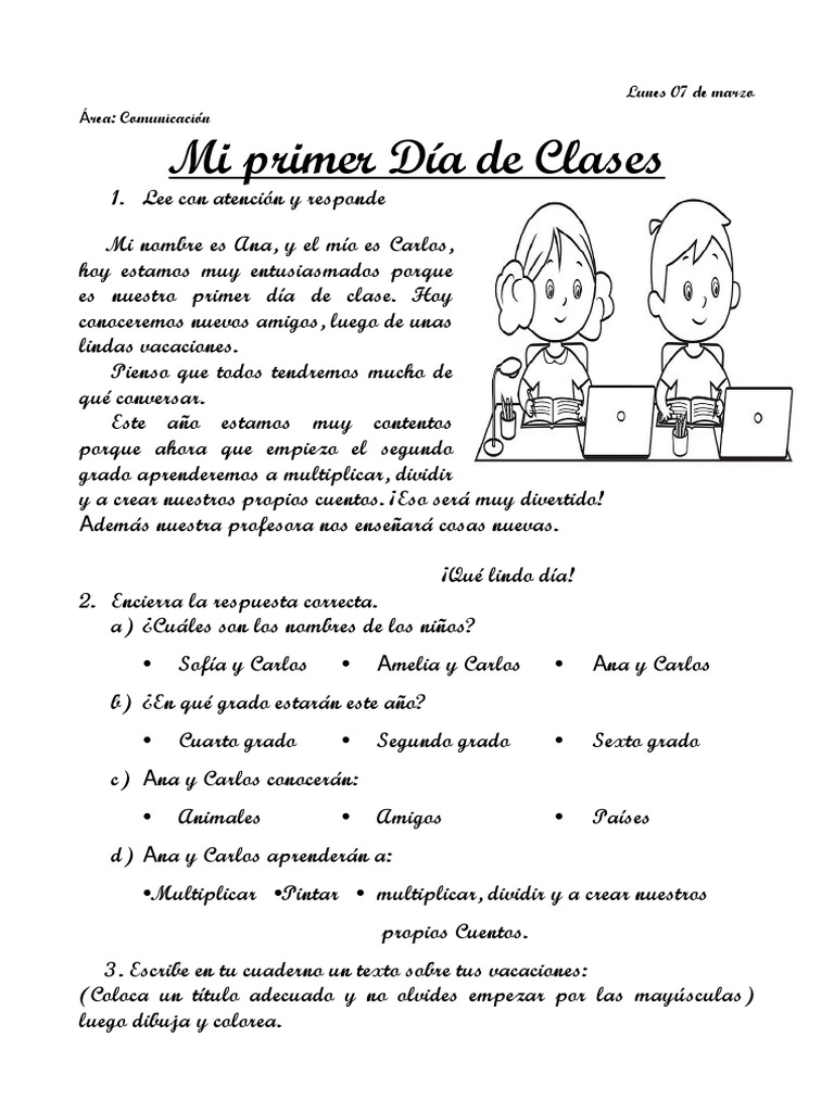 Actividades para el Primer Día de Clases | PDF