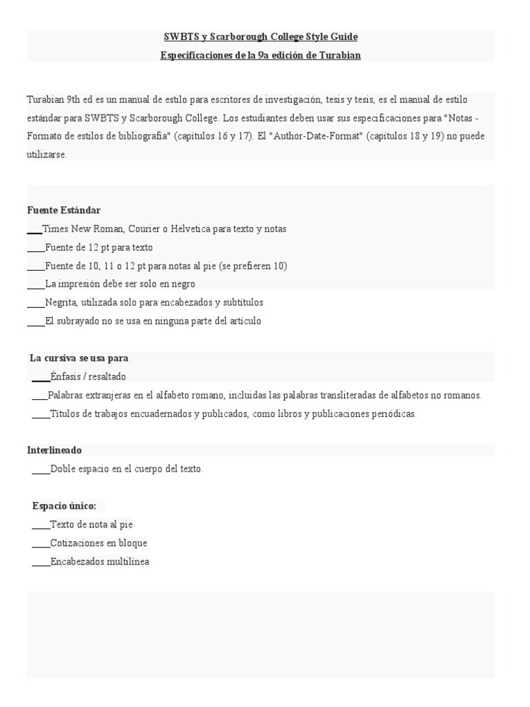 Guía de Estilo Turabian 9ª Edición | PDF