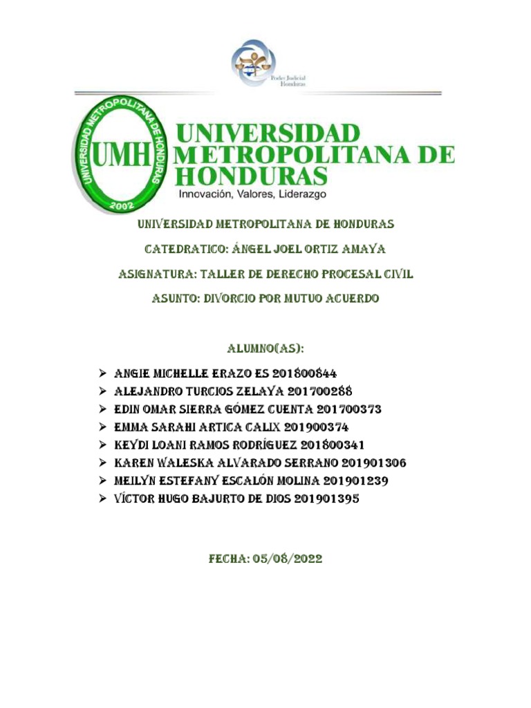 Divorcio Por Mutuo Acuerdo Pdf Divorcio Instituciones Sociales