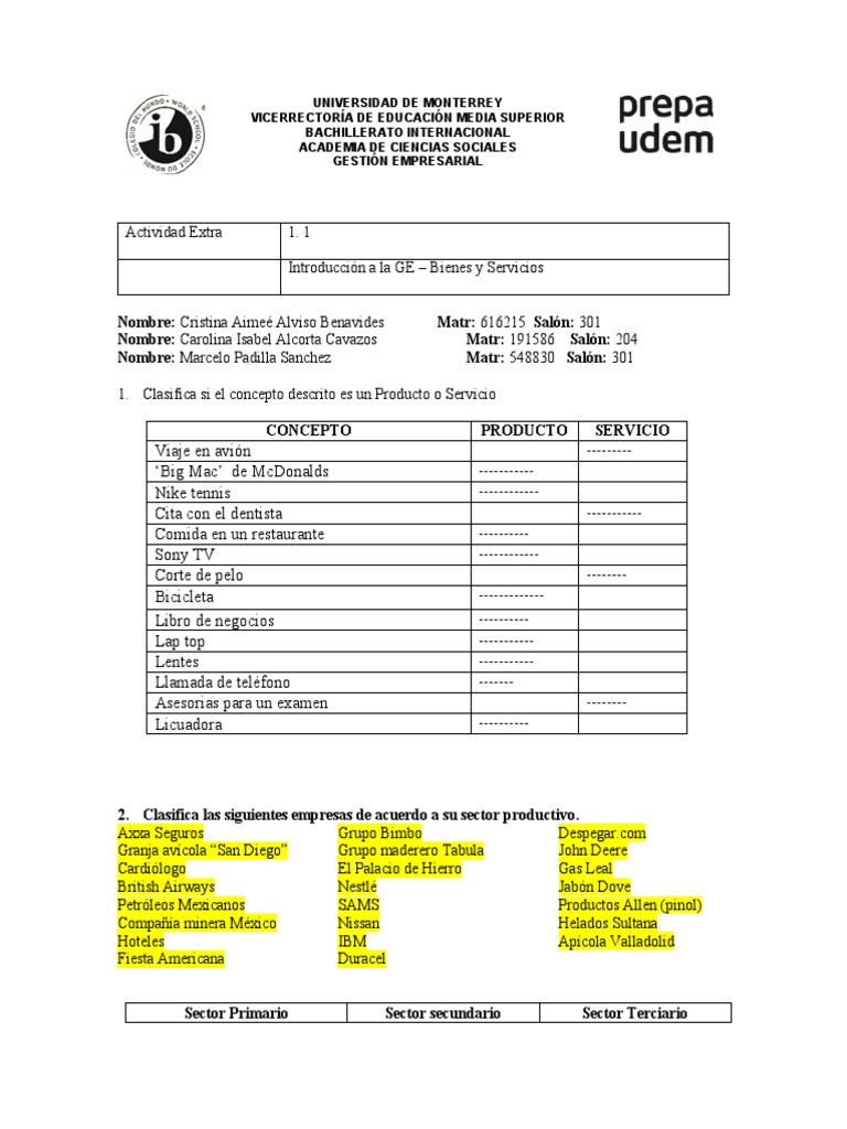 Semana 1. Actividad EXTRA 2. T1.1 Introducción A La GE - Bienes y Servicios | PDF | Empresas ...