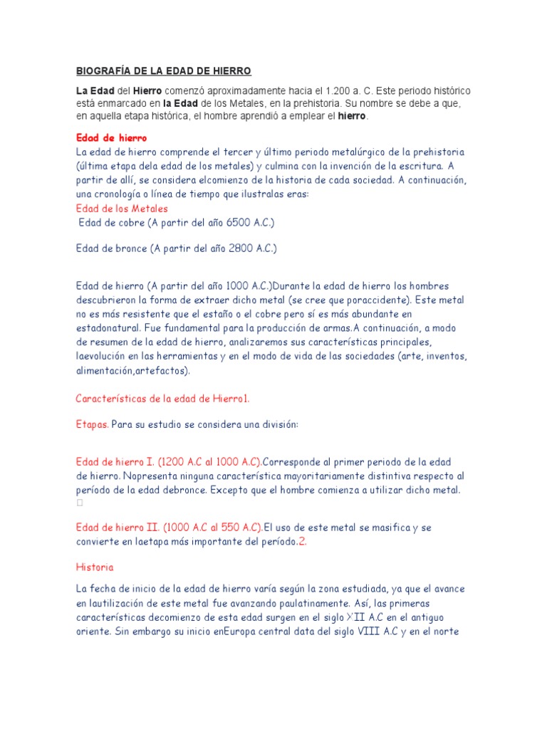 Biografía de La Edad de Hierro | PDF | Edad de Hierro | Hierro