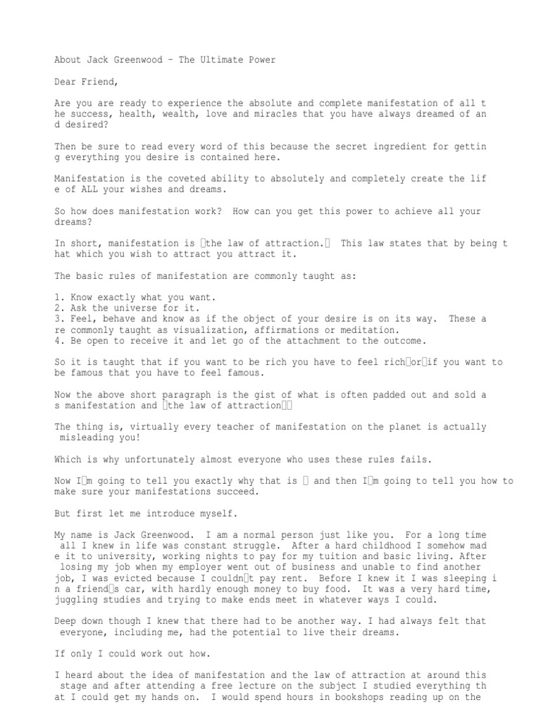 About Jack Greenwood - The Ultimate Power | PDF