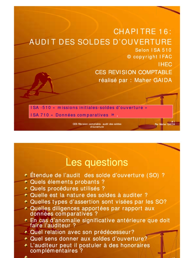 15 CHAP 15 AUDIT DES SOLDES OUVERTURE ISA 510 - Copie | PDF | Audit ...