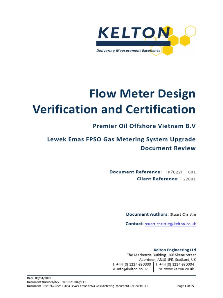 FK7022F POVO Lewek Emas FPSO Gas Metering Document Review R1.1 | PDF ...