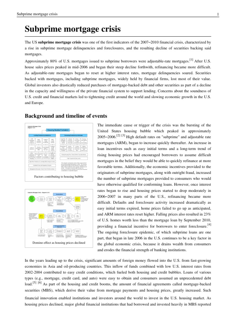 Financial Crisis | PDF | Subprime Mortgage Crisis | Subprime Lending