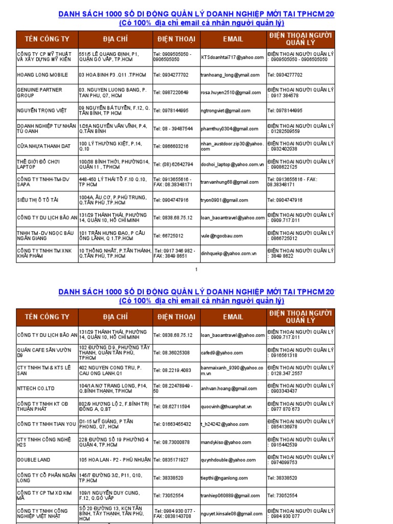 222 - DS 1000 Di Dong Quan Ly Cty Moi TPHCM 2012 | PDF