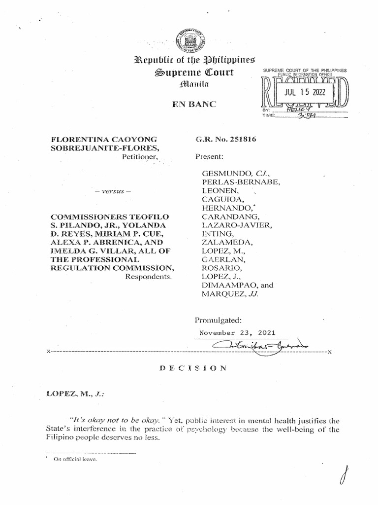 (!court: 31/epnblic of T (Je Bhtppine:Z | PDF | Psychologist | Licensure