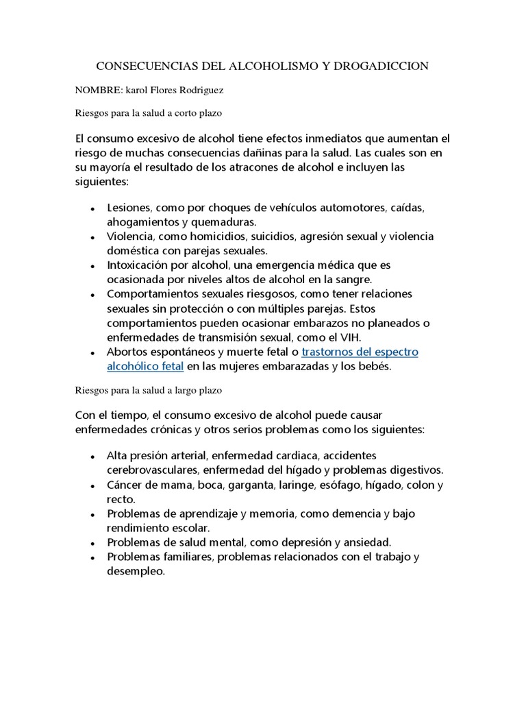 Consecuencias Del Alcoholismo y Drogadiccion | PDF | Alcoholismo | La dependencia de sustancias