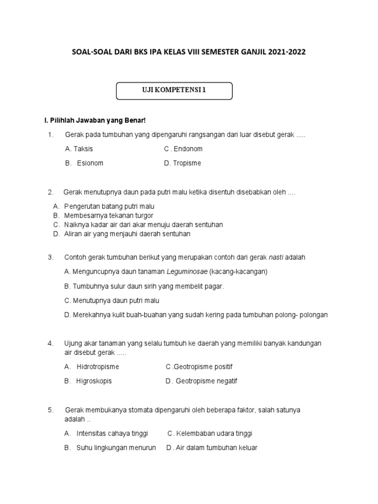 Soal Ipa 8 Sem1 21-22 | PDF