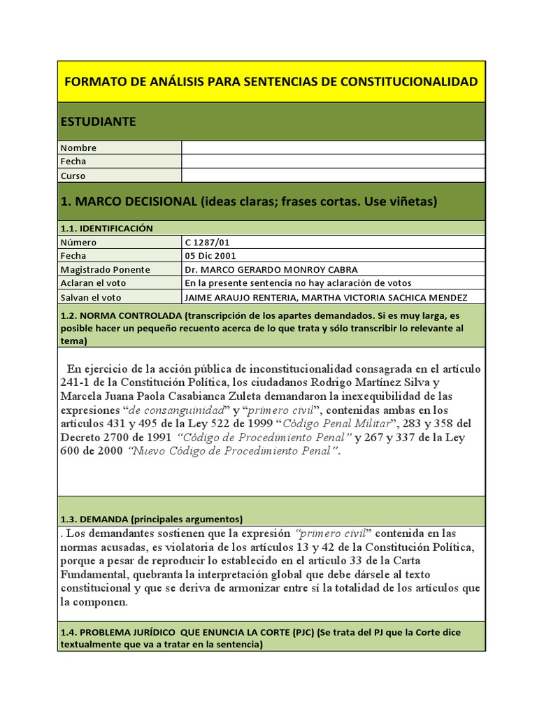 Formato para Análisis de Sentencia Tipo C | PDF | Gobierno | Justicia