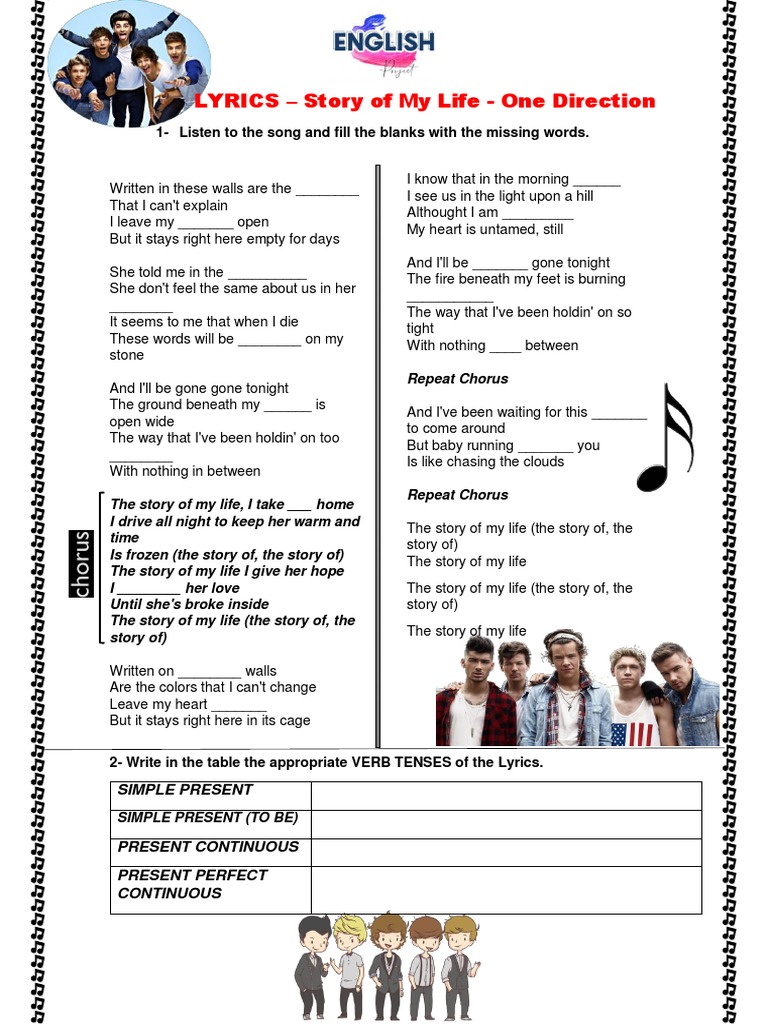 Atividade Musical - Story of My Life - One Direction | PDF ...