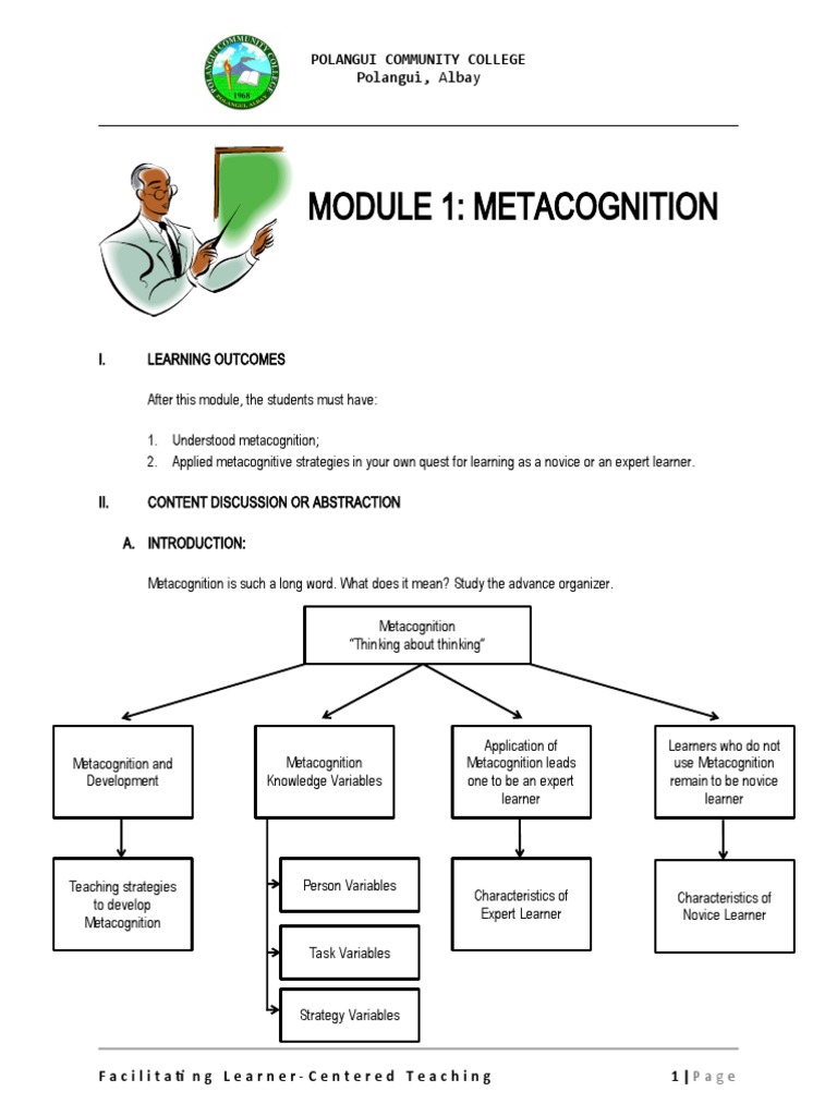 Module 1: Metacognition: Polangui Community College | PDF | Metacognition | Learning