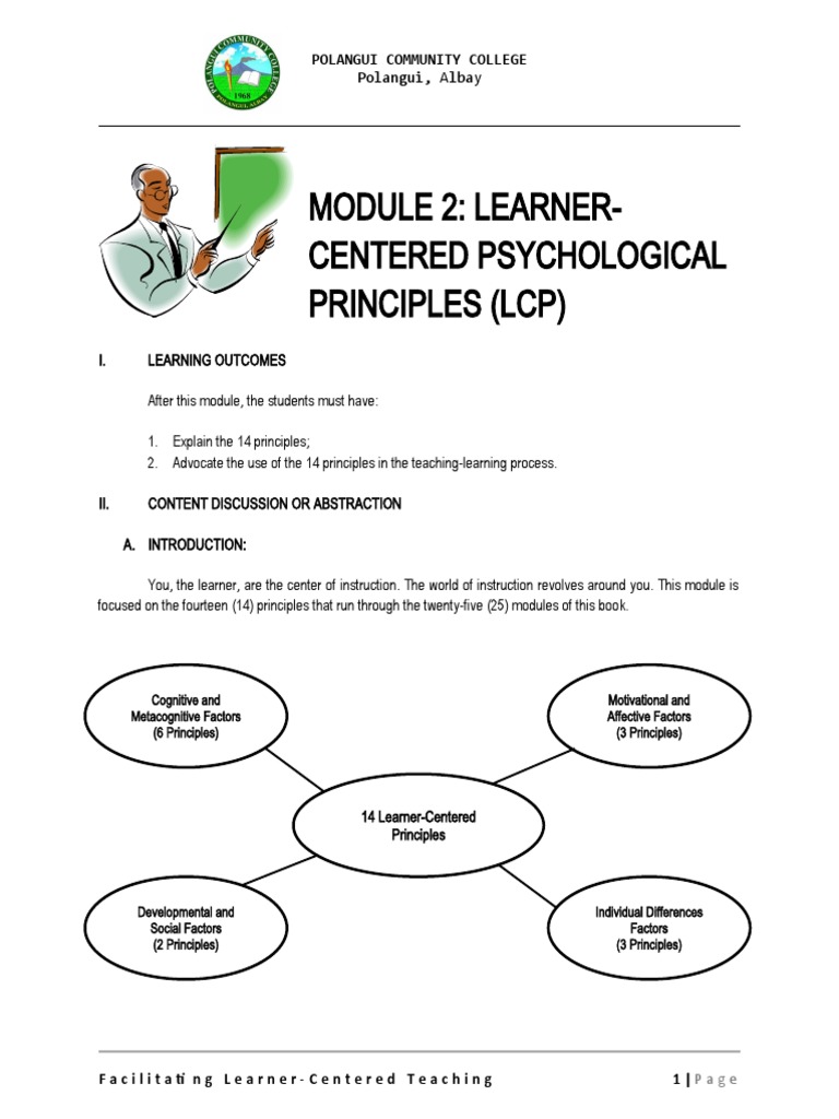 Module 2: Learner-Centered Psychological Principles (LCP) : Polangui Community College | PDF ...