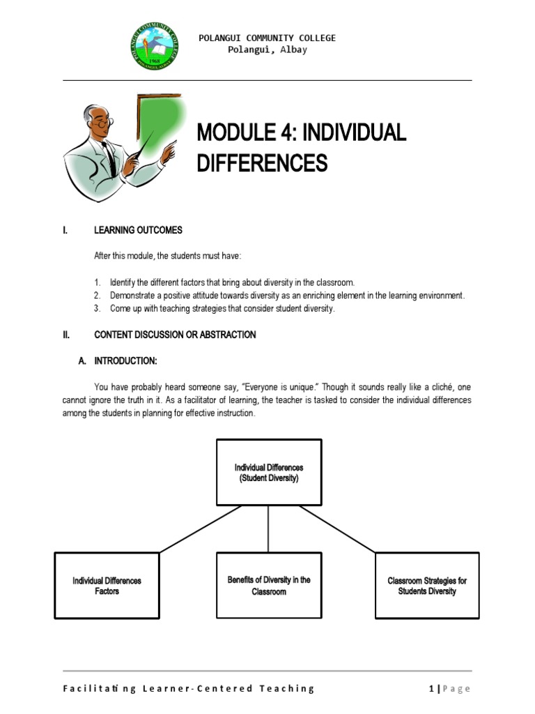 Module 4: Individual Differences: Polangui Community College | PDF ...