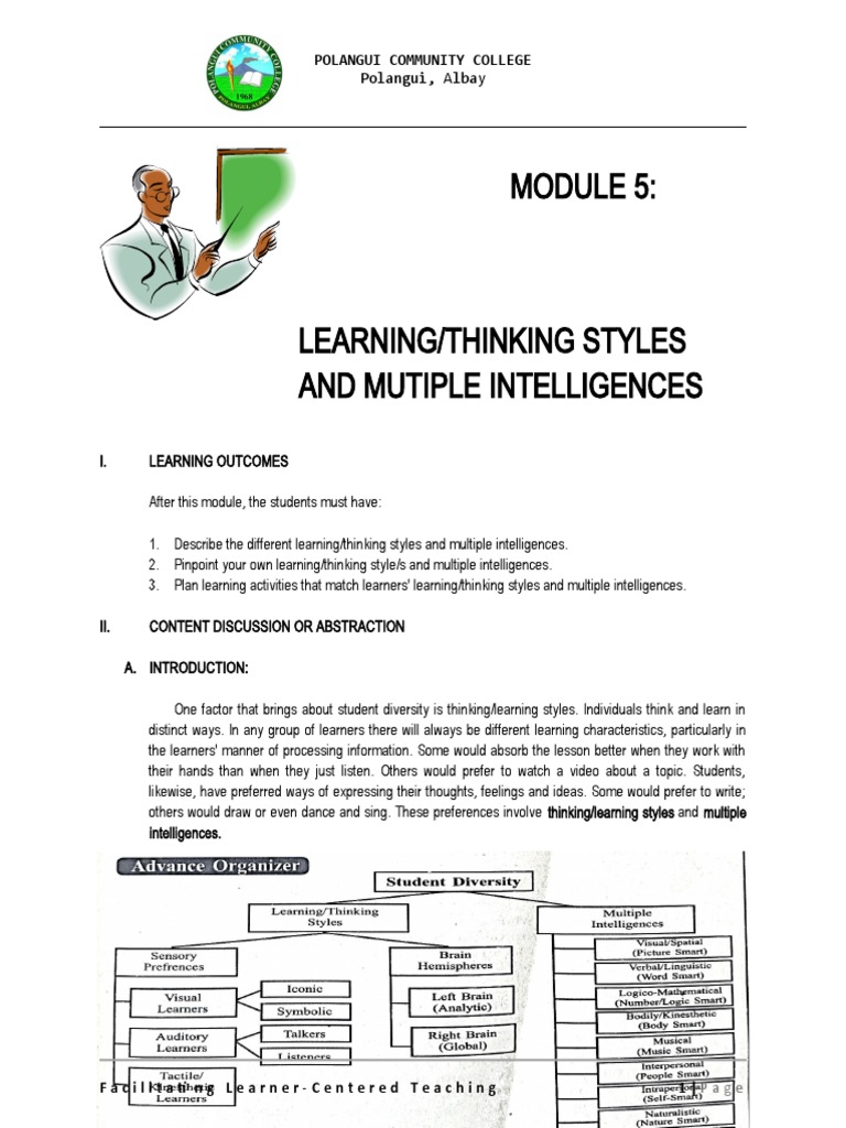 Module 5 Learning or Thinking Styles and Multiple Intelligences | Download Free PDF | Learning ...