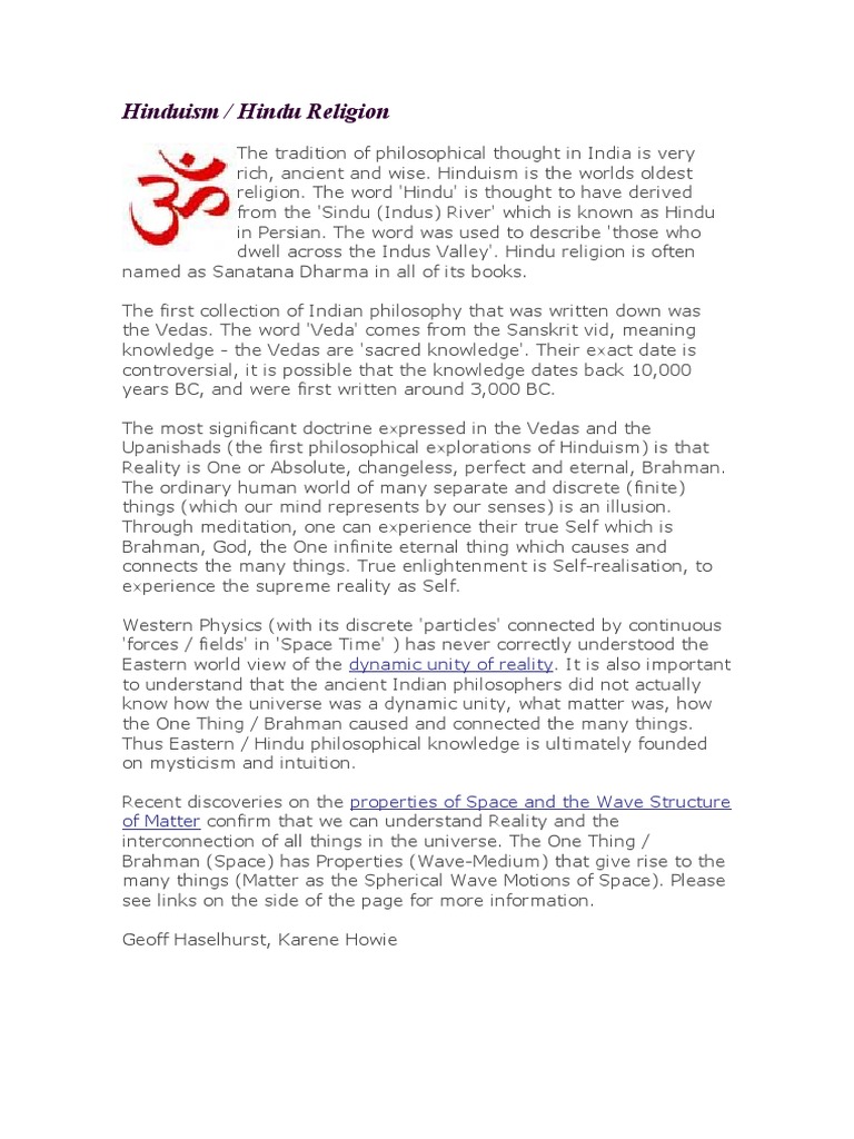 Brief Explanation About Hinduism From Geoff Haselhurst, Karene Howie | PDF