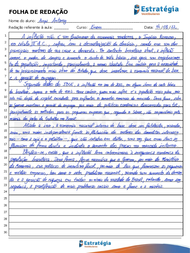Modelo Folha de Redacao | PDF