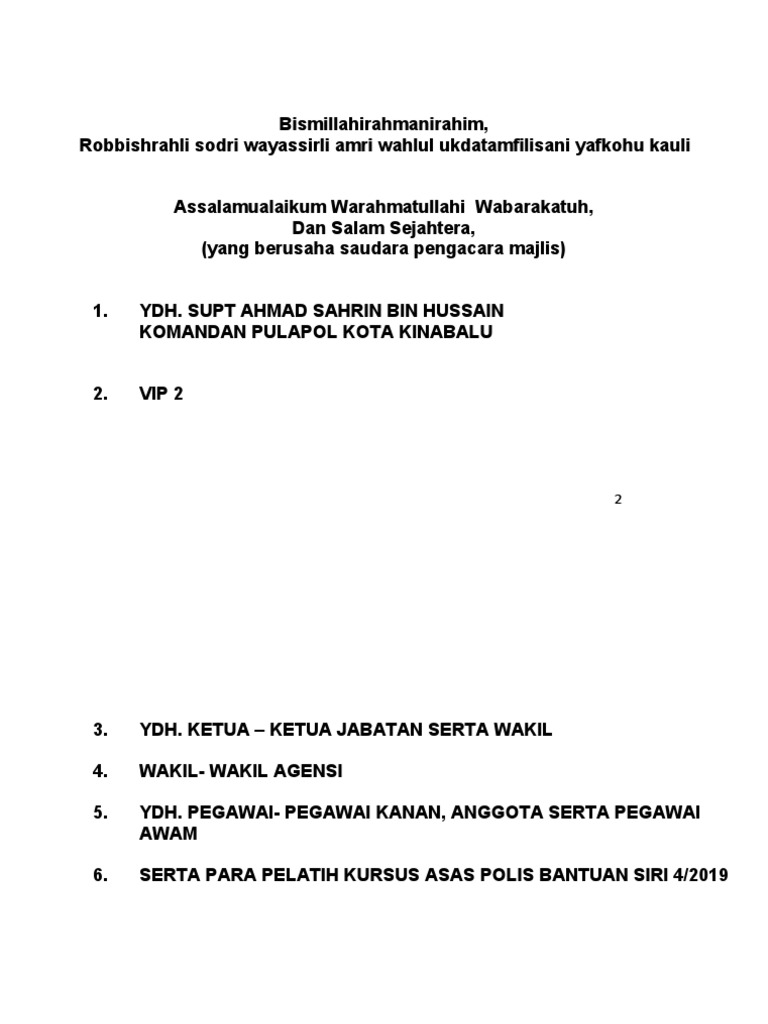 Teks Ucapan Datuk Pjp Majlis Tamat Latihan Pb Siri 4 2019 Pdf