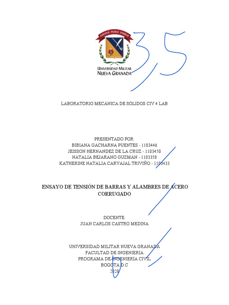 Informe #2 - Ensayo de Tensión de Barras y Alambres de Acero Corrugado ... Informe #2 - Ensayo de Tensión de Barras y Alambres de Acero Corrugado ...
