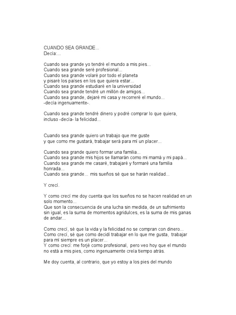 Cuando Sea Grande | PDF