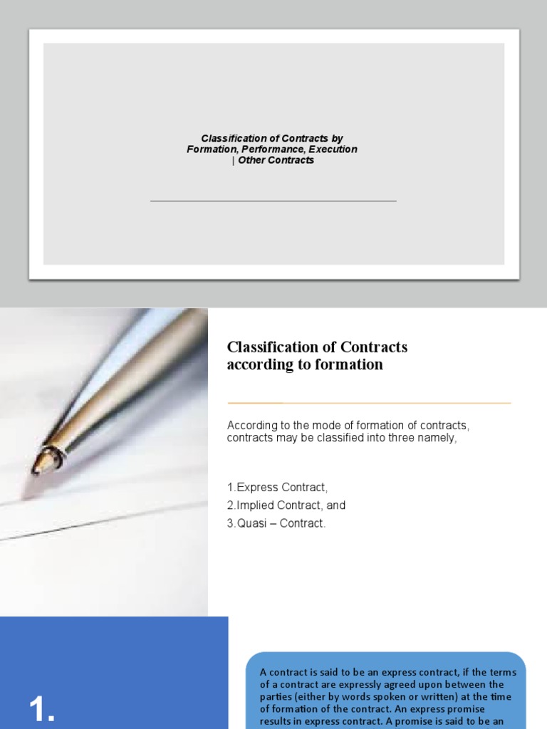 Classification of Contracts | PDF | Business Law | Business