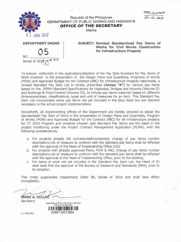2017 DPWH Department Orders | PDF | Asphalt | Civil Engineering