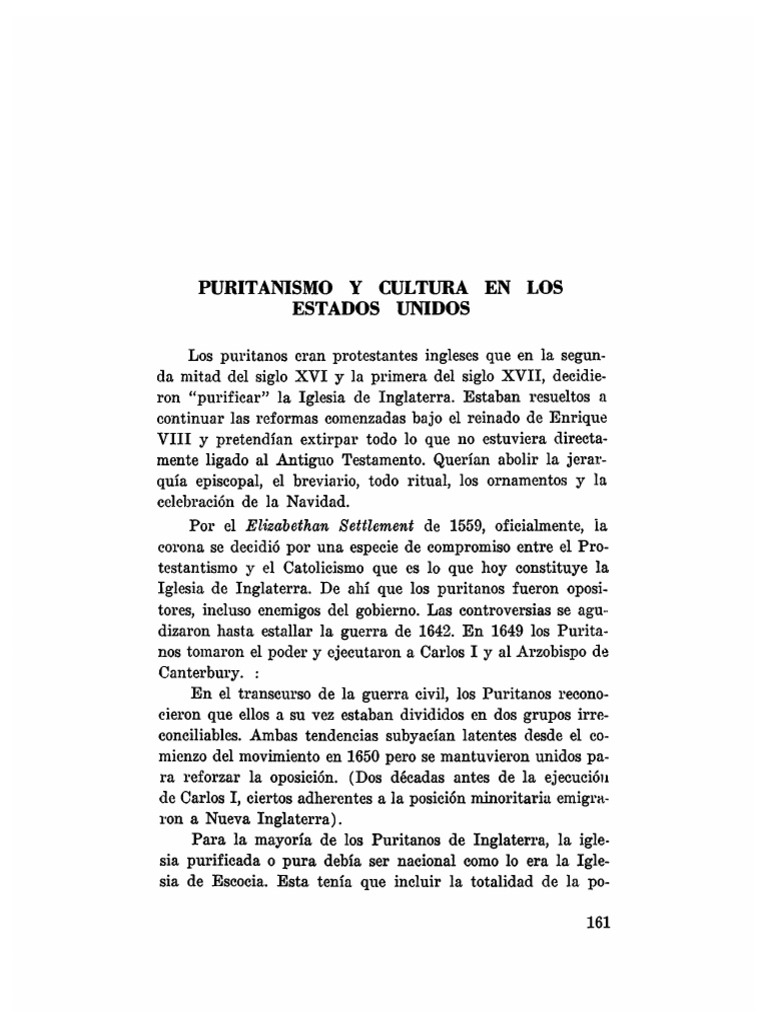 Puritanismo y Cultura en Los Estados Unidos | PDF | Puritanos | Iglesia ...