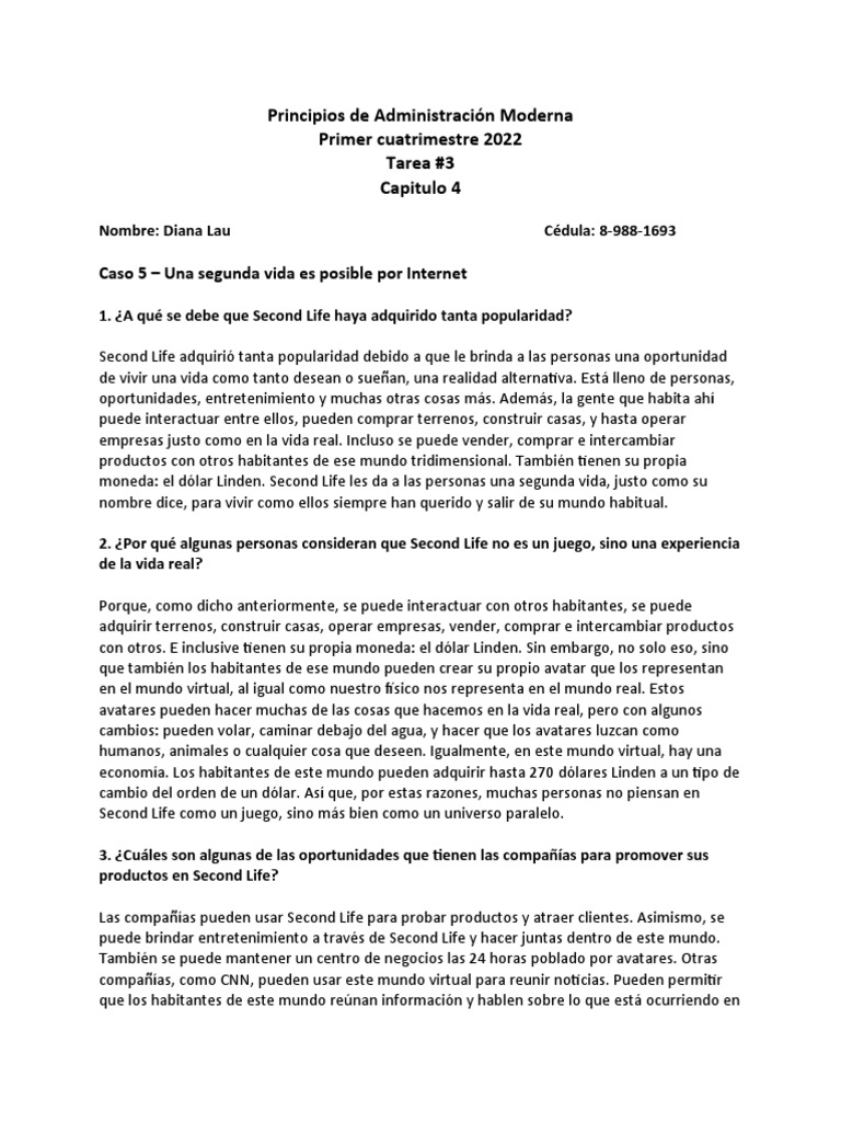 Admin. Moderna Tarea 3 | PDF | Segunda vida | Youtube
