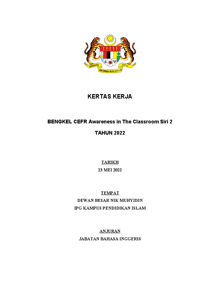 Kertas Kerja Bengkel Cefr 2022 | PDF
