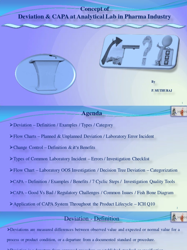 Concept of Deviation & CAPA at Analytical Lab in Pharma Industry | PDF ...