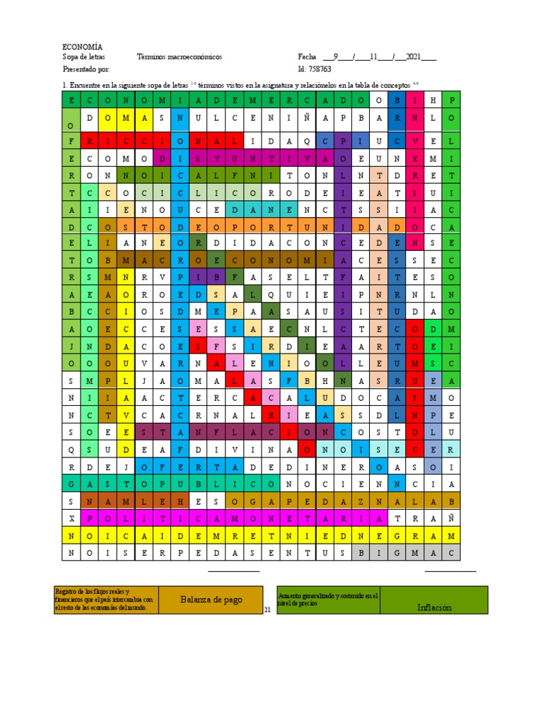 Sopa de Letras: Términos Económicos | PDF | Inflación | Precios