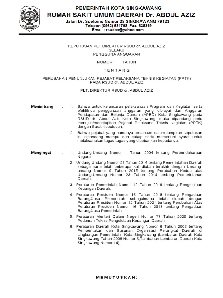 SK PPTK Tahun 2021 April | PDF