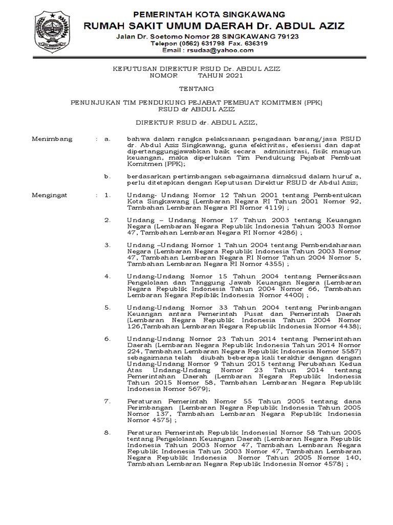 Tim Pendukung Pejabat Pembuat Komitmen (PPK) | PDF