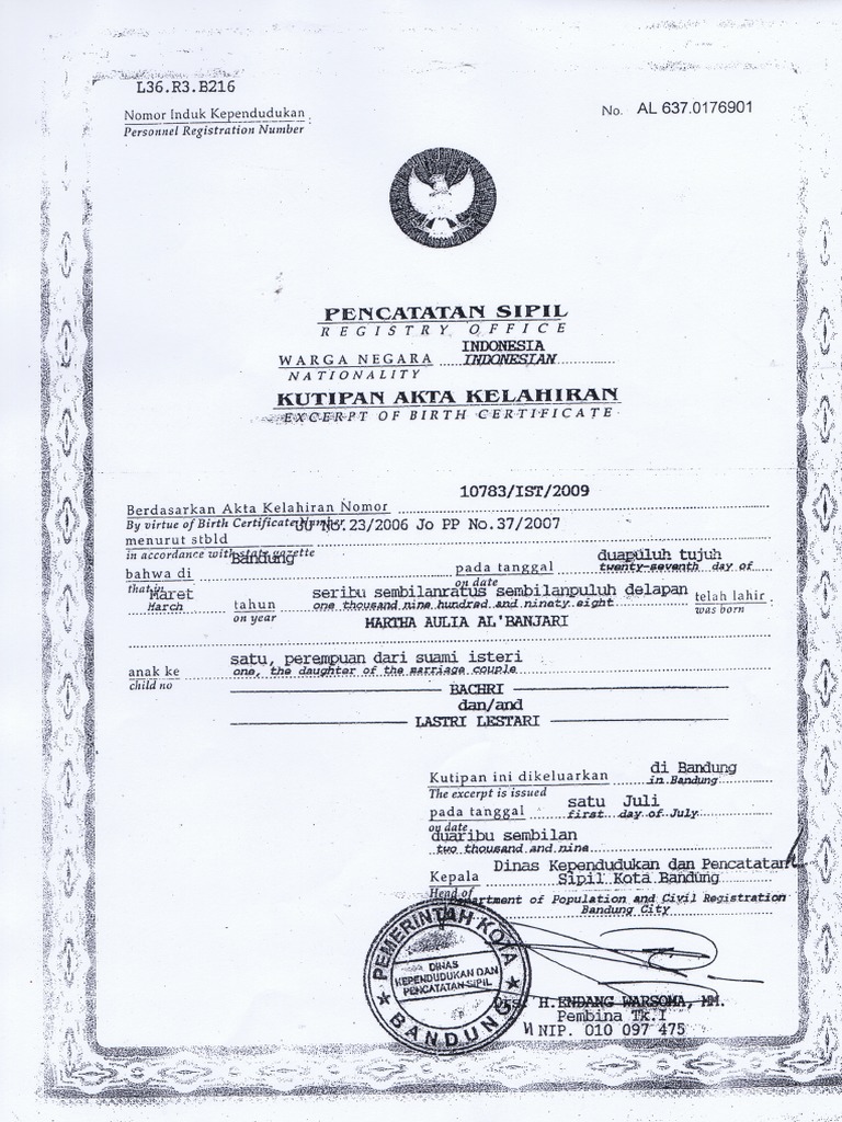 Akta Lahir | PDF
