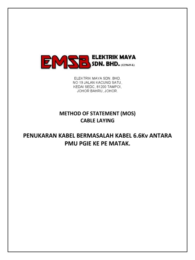 MOS Cable Laying | PDF | Road | Trench