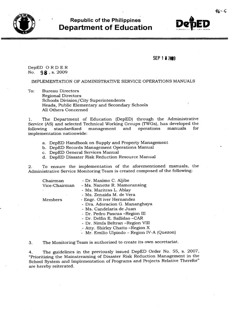 DO - s2009 - 98 - Administrative Operations Manual | PDF