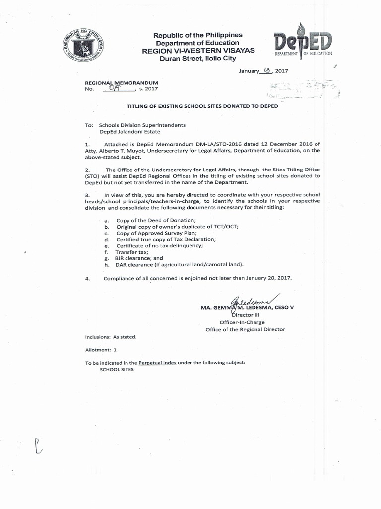DepEd Memo DM-LA.STO-2016 | PDF