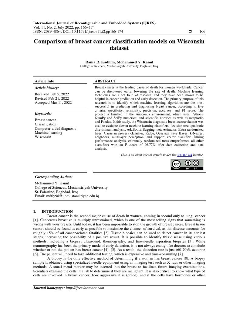 Breast Cancer Classification Models Comparison | PDF | Statistical ...