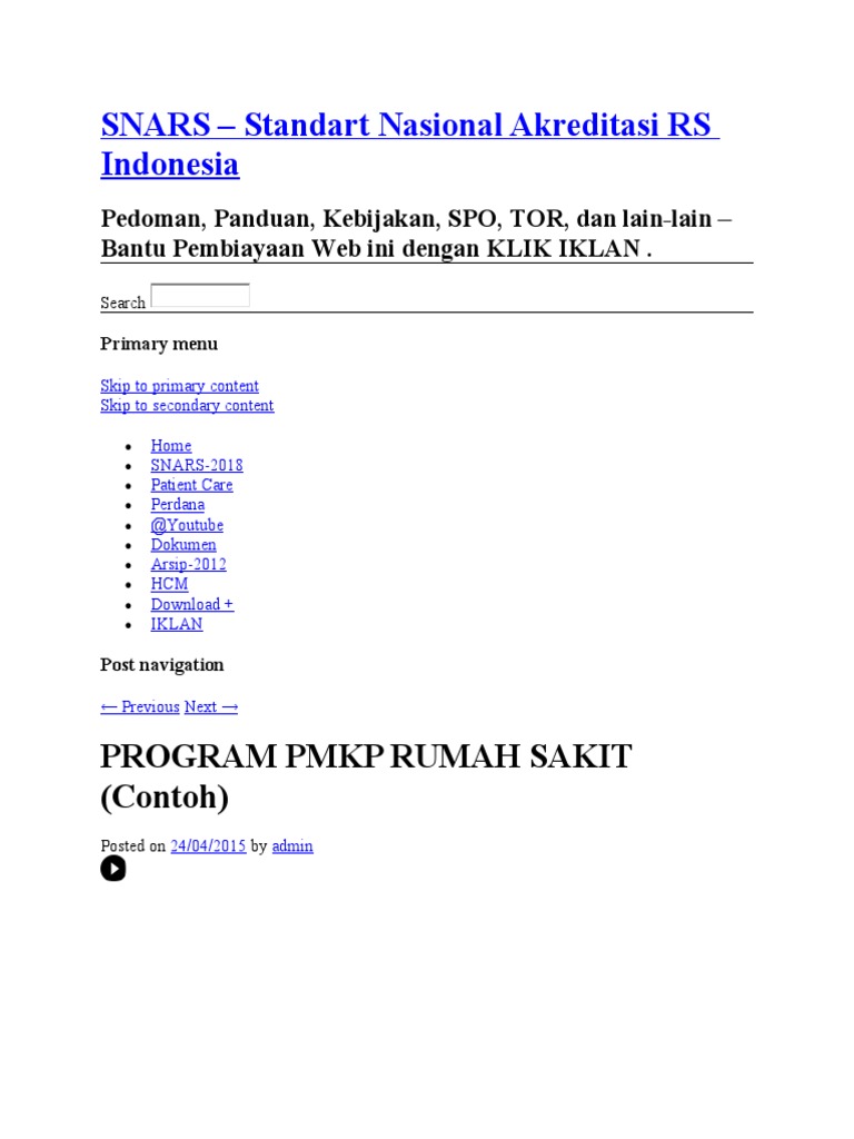 Contoh Progra Krja PMKP Snars | PDF