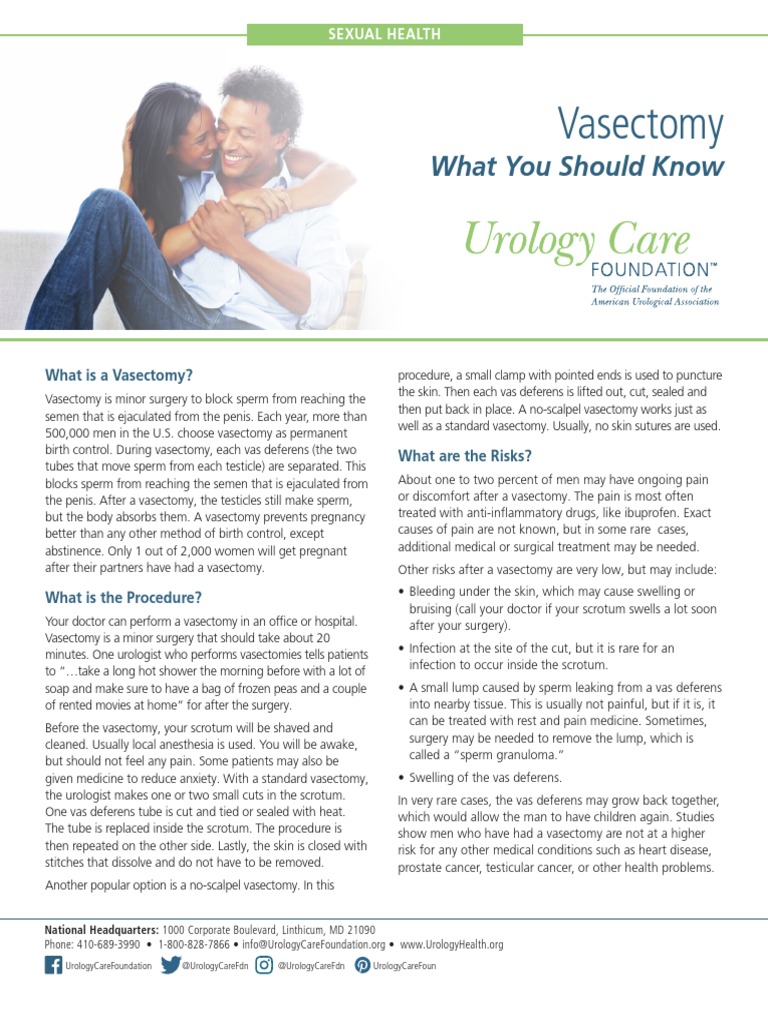 Vasectomy Fact Sheet | PDF | Birth Control | Medicine