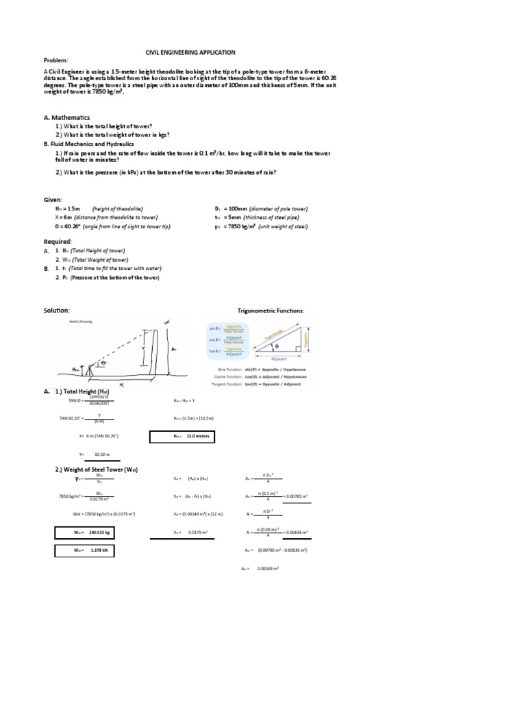 A. Mathematics: Civil Engineering Application Problem | PDF | Classical ...