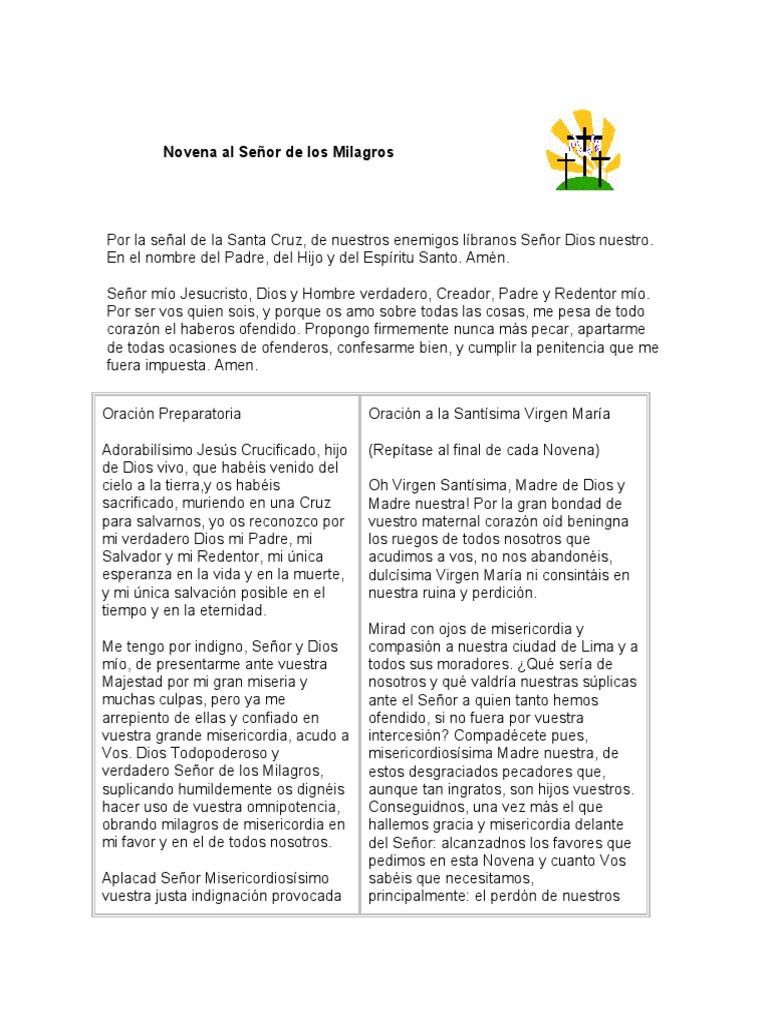 Novena Al Señor de Los Milagros | PDF | Cristo (título) | María, madre ...