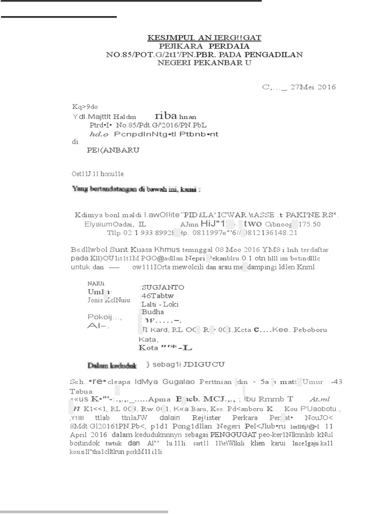 Contoh Kesimpulan Tergugat 2 | PDF