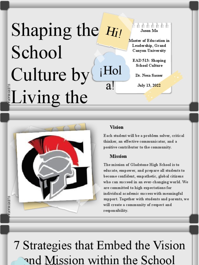 Shaping The School Culture by Living The Vision and Mission - Ma | PDF ...