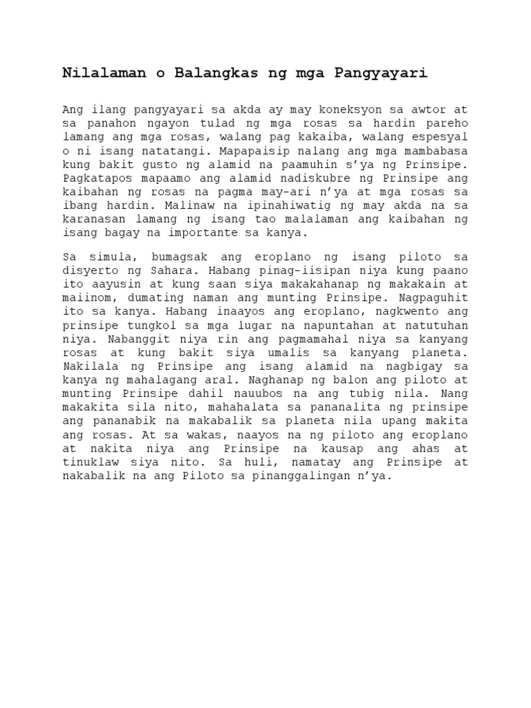 Nilalaman o Balangkas NG Mga Pangyayari | PDF