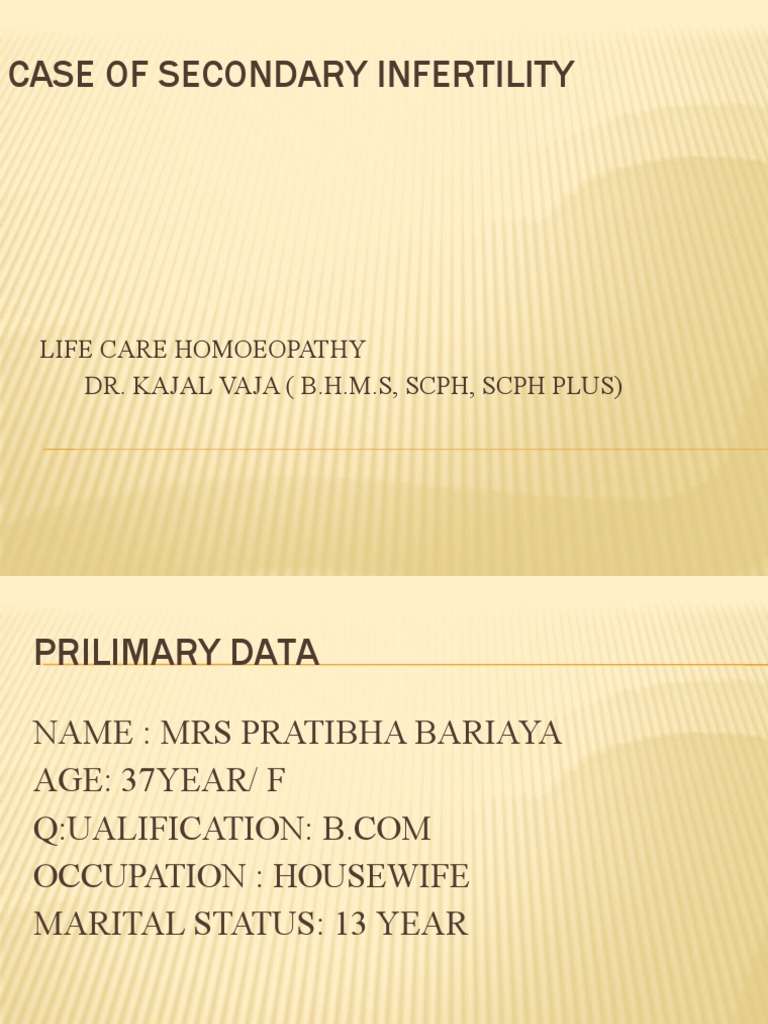 Case of Secondary Infertility MRS PRATIBHA-1 | PDF | Women's Health ...